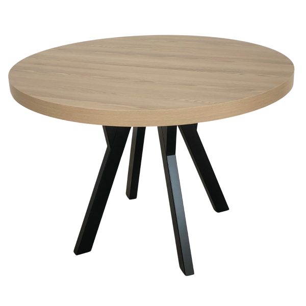 Stół okrągły rozkładany l-3 blat jesion navarra egger, nogi czarne ...