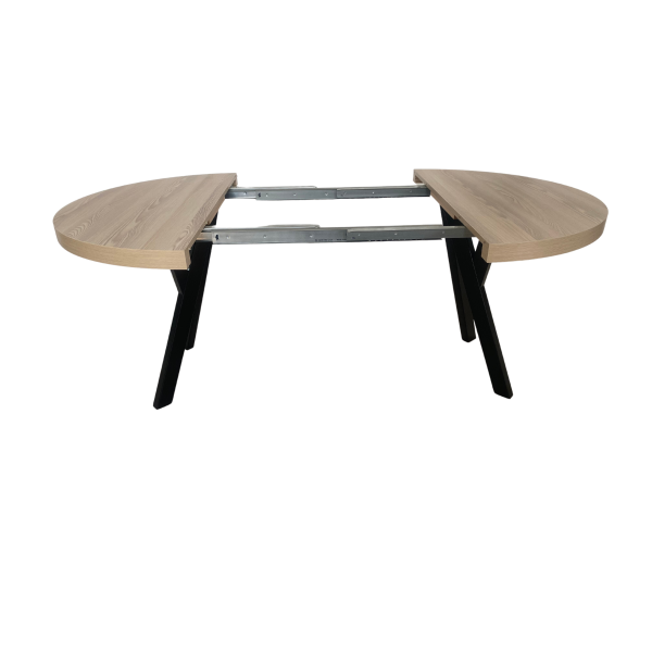 Stół okrągły rozkładany l-3 blat jesion navarra egger, nogi czarne ...