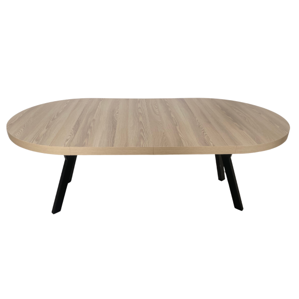 Stół okrągły rozkładany l-3 blat jesion navarra egger, nogi czarne ...
