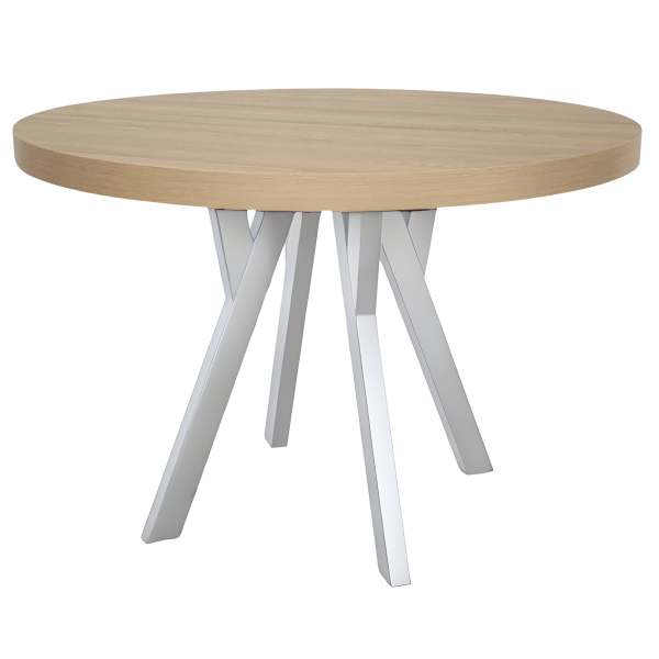 Stół okrągły rozkładany l-3 blat jesion navarra egger, nogi czarne ...